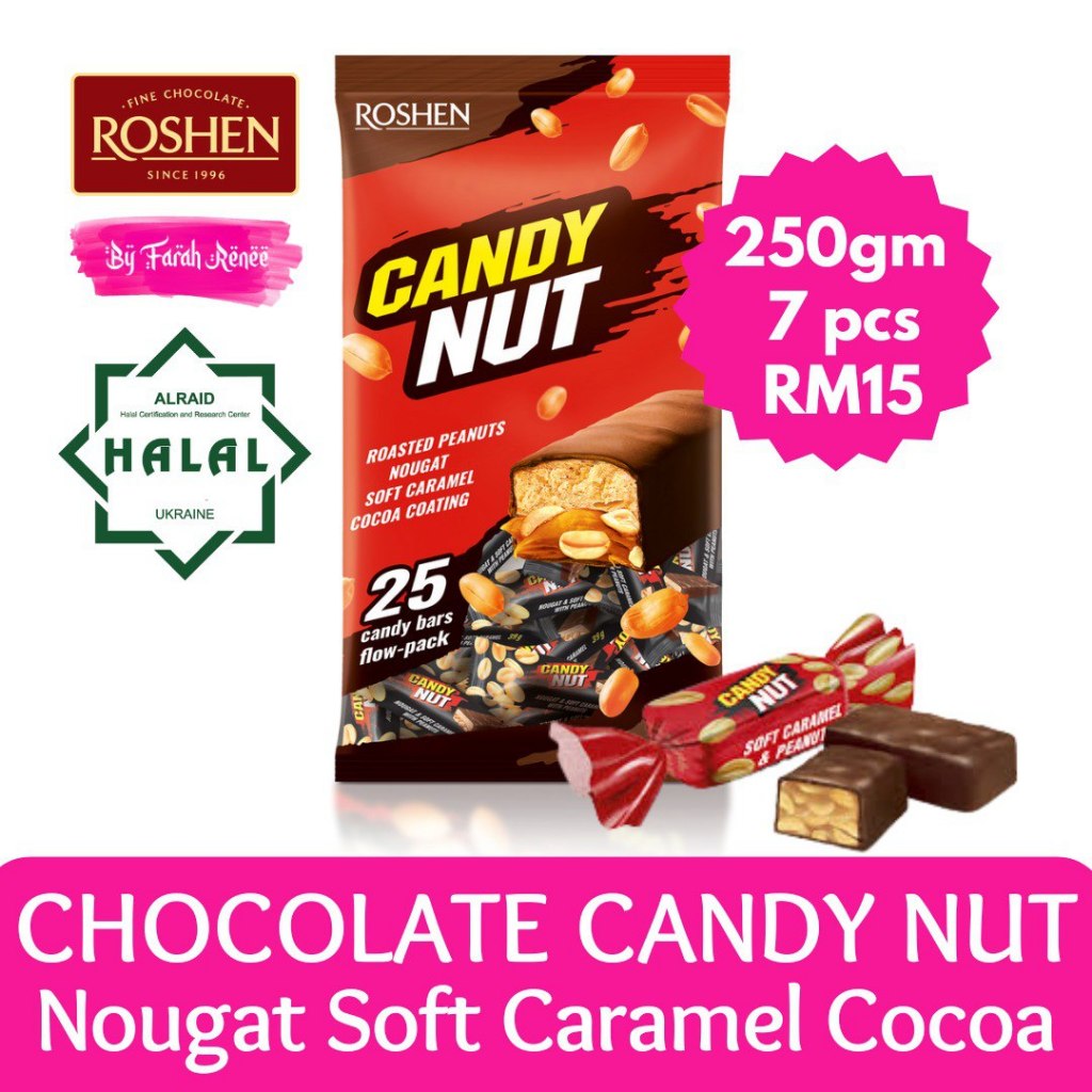 HALAL Roshen Chocolate Candy Nut Nougat Soft Caramel Cocoa Coklat ...