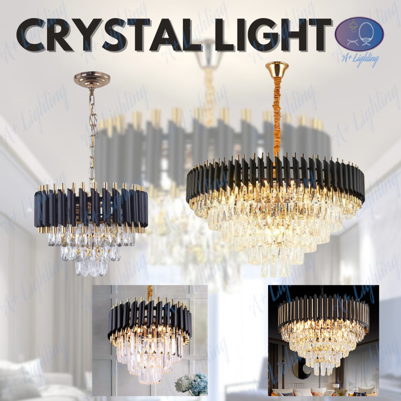 CRYSTAL CHANDELIER LIGHT MODER CEILING PENDANT LAMP LED E14 LIGHT BULB ...