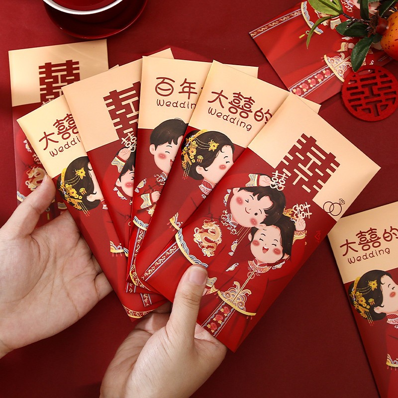 ((6pcs) New Style New Chinese Style WEDDING Red ENVELOPES Pick-up Kiss ...