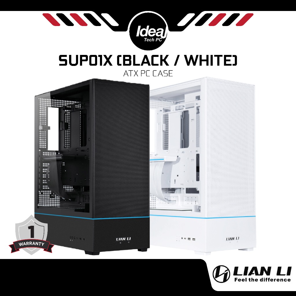 LIANLI SUP01X | BLACK / WHITE | Side-Mounted GPU Design | ATX PC Case ...