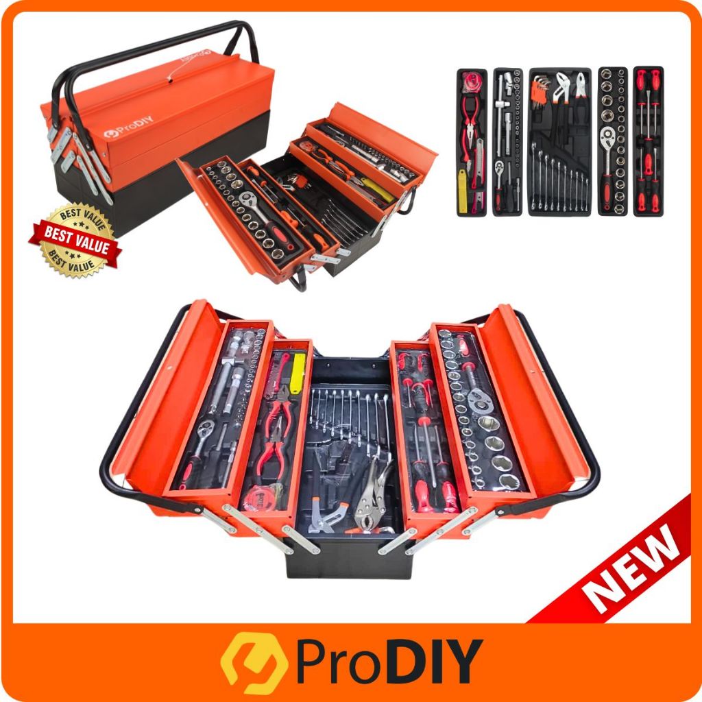 PRODIY 85PCS / 86PCS Metal Tool Box Set Tool Box Heavy Duty Tools Box ...