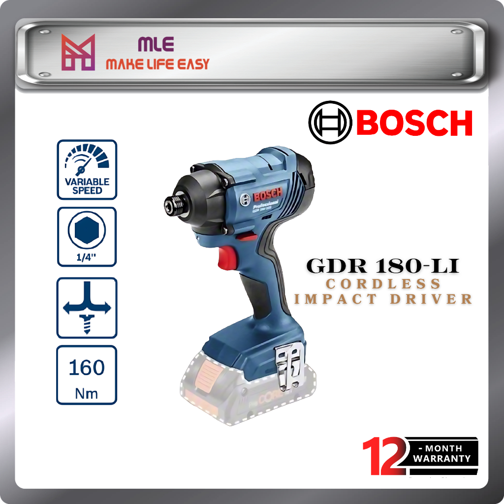 BOSCH GDR 180-LI - CORDLESS IMPACT DRIVER (SOLO) | Shopee Singapore