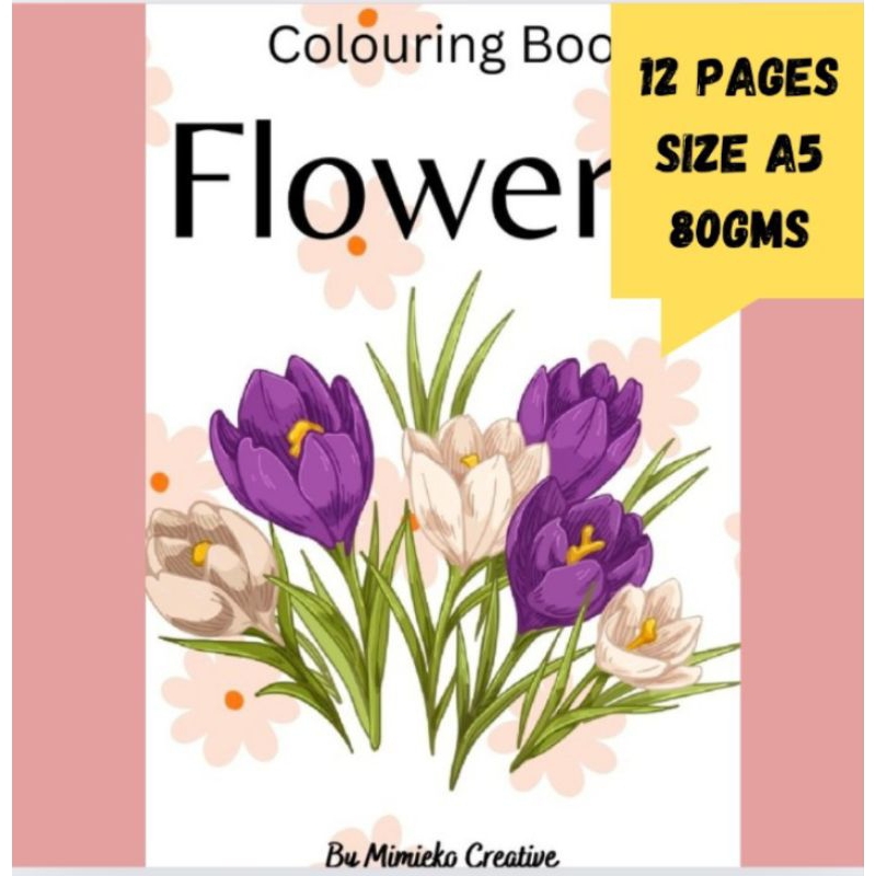 Mini Colouring Book Flowers Kindergarten Kids Buku Mewarna Bunga Kanak ...