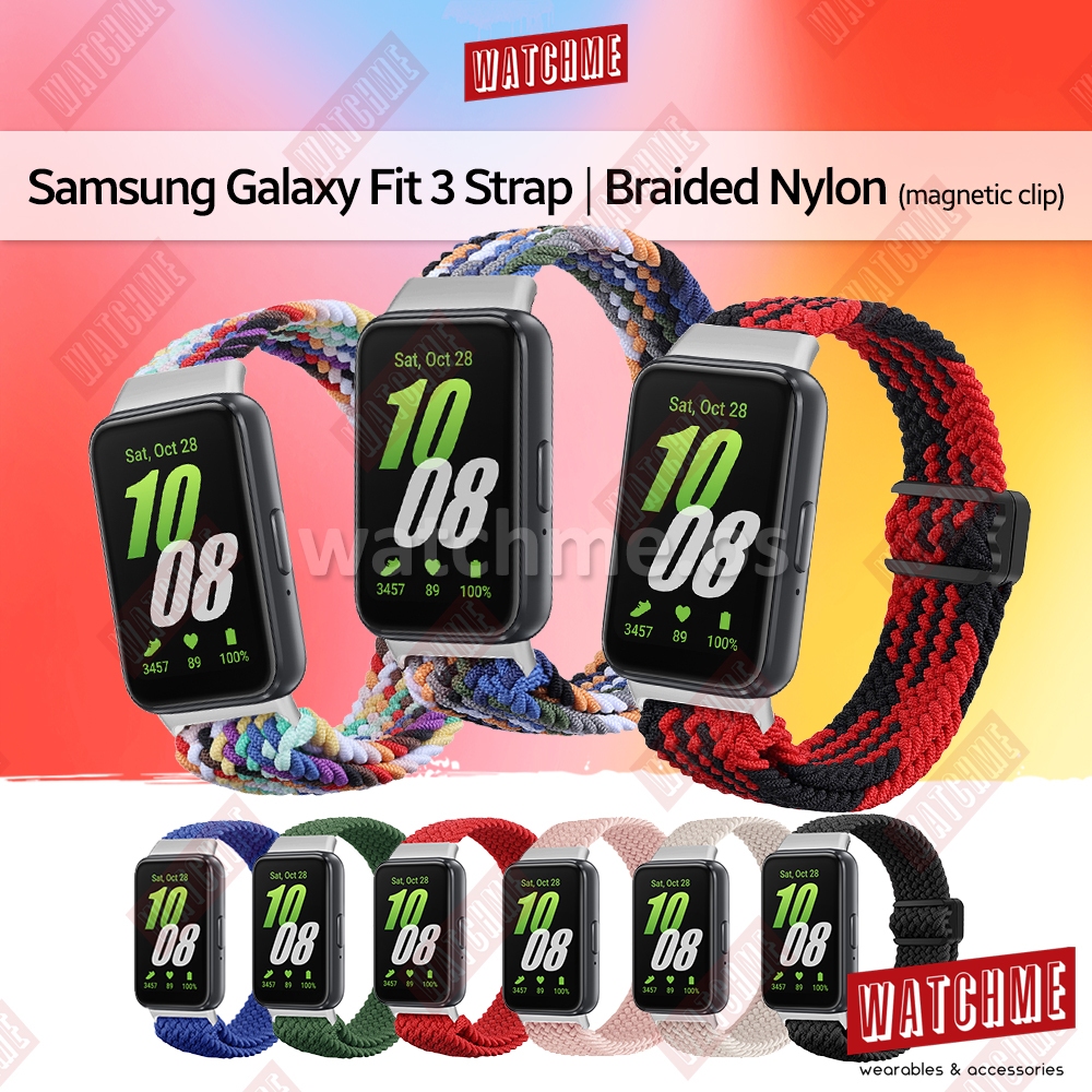 Samsung Galaxy Fit 3 Strap, Colorful Braided Nylon Loop, Magnetic Metal ...