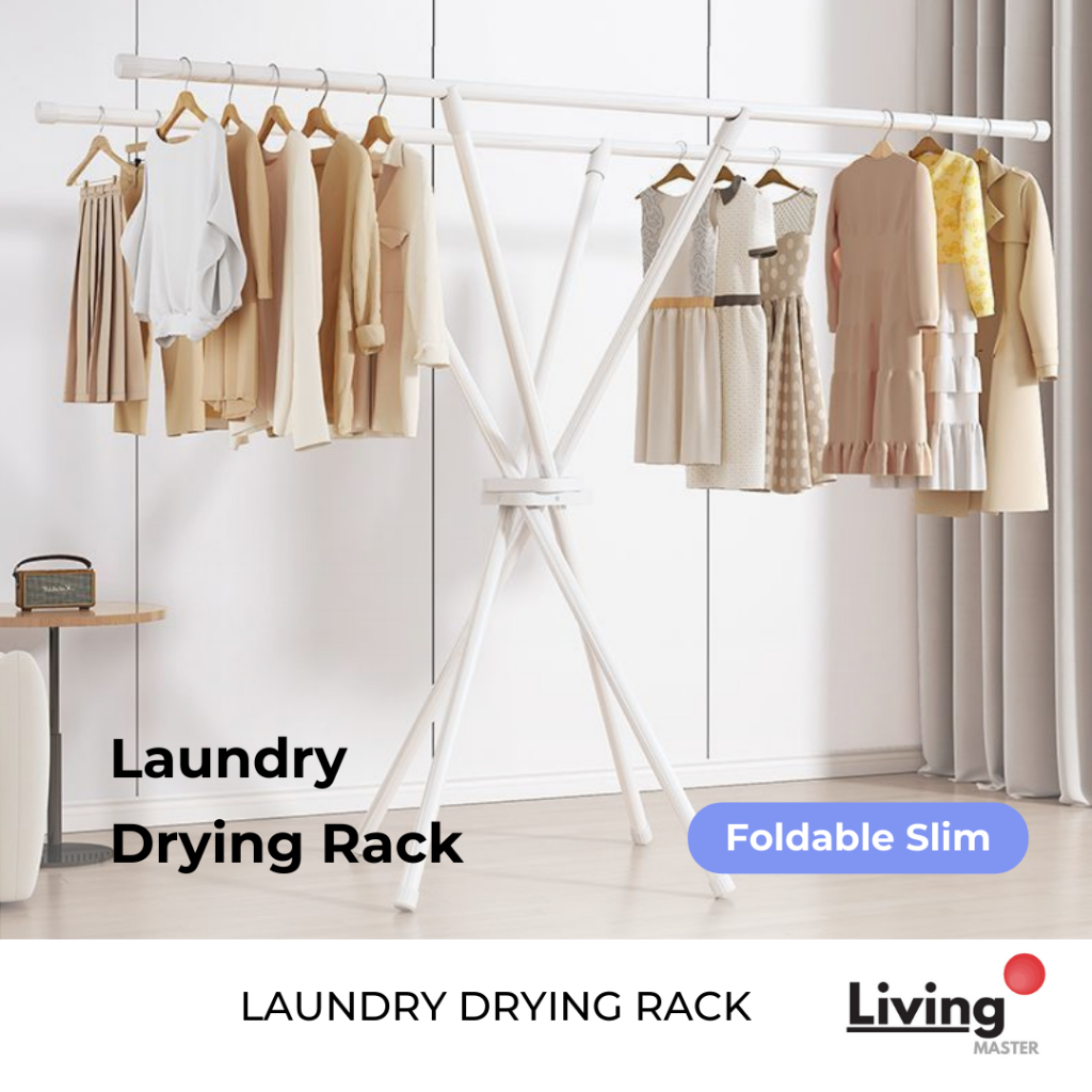 Steel Foldable Clothes Drying Rack Slim Laundry Drying Rack Baju ...