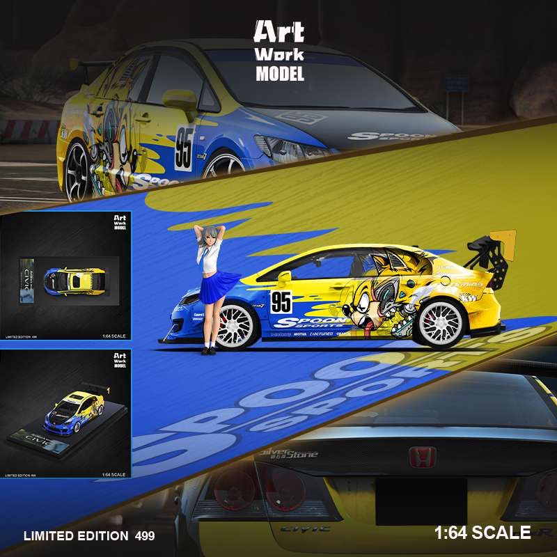 TIME MICRO X ART WORK MODEL 1/64 HONDA CIVIC FD2 SPOON SPORTS CARTOON ...