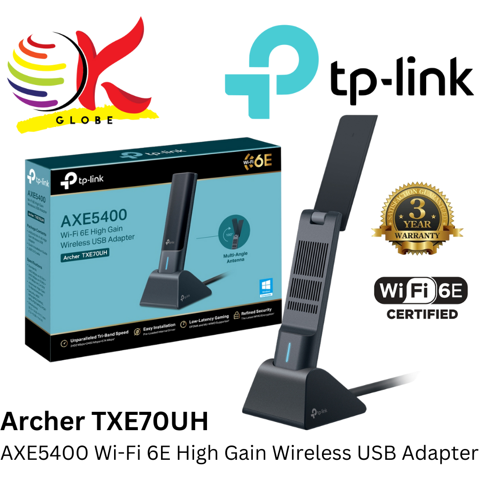 TP-LINK ARCHER TXE70UH AXE5400 WI-FI 6E HIGH GAIN TRI-BAND WIRELESS USB ADAPTER WITH LOWER ...