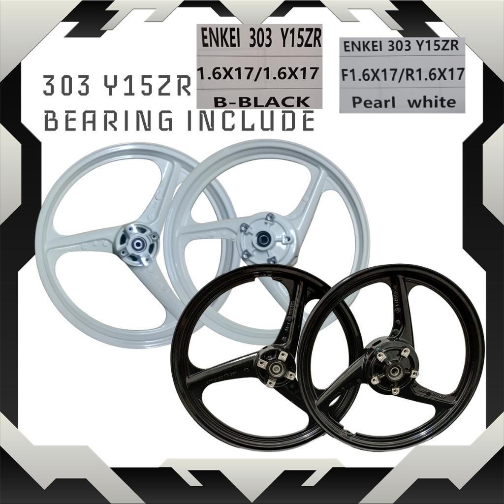 SPORT RIM ENKE1 3 BATANG FULL CHOP Y15ZR HITAM PUTIH 303 3L BLACK WHITE ...