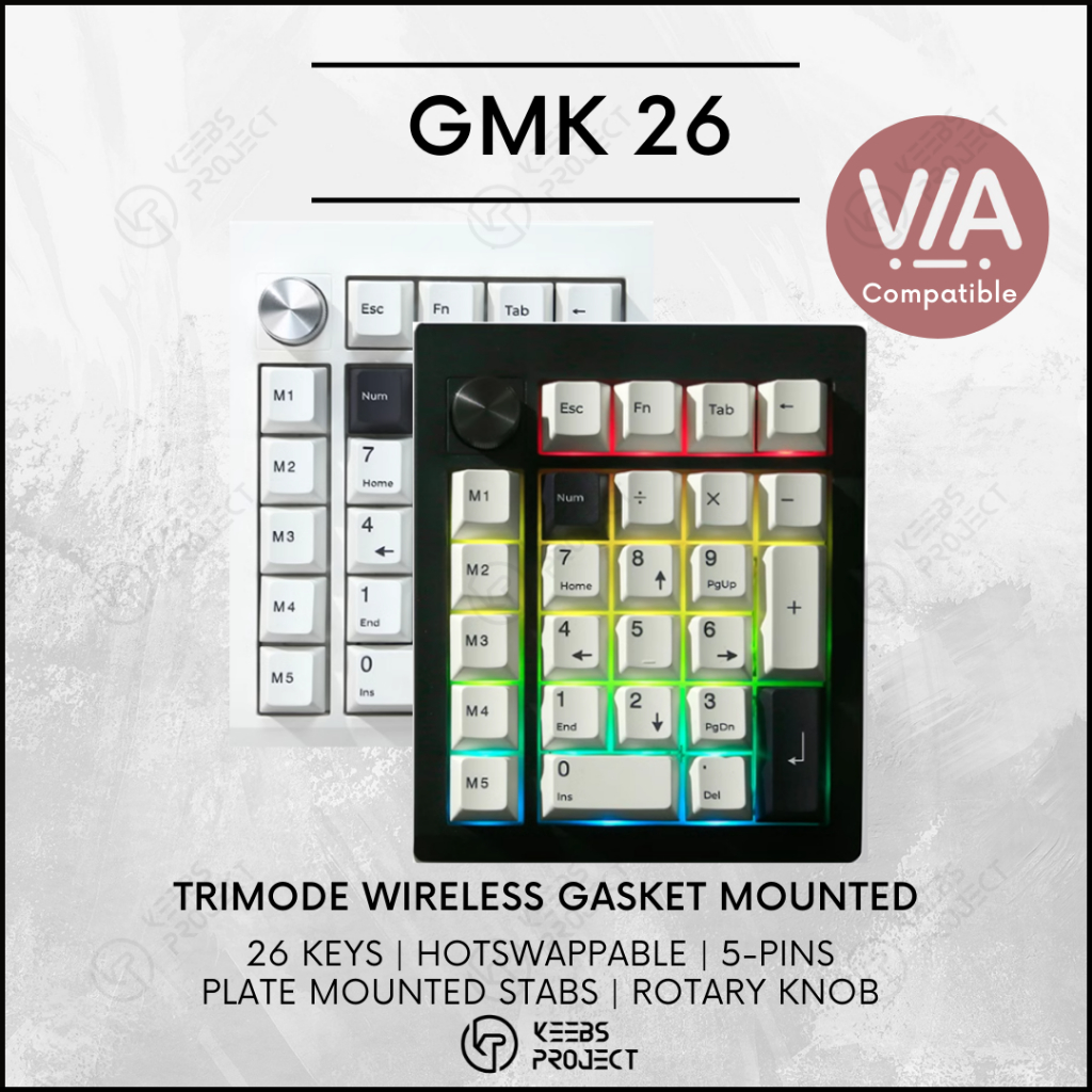 ZUOYA GMK26 Numpad with Rotary Knob Wireless Trimode Via Compatible ...