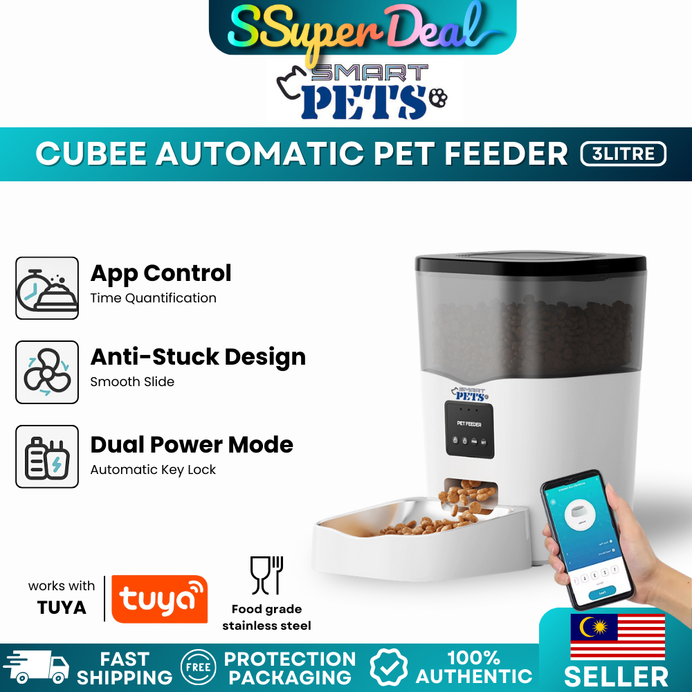 SmartPets Smart Automatic Pet Feeder CubeE 3L (Wi-Fi Ver / Camera Ver) | Shopee Singapore