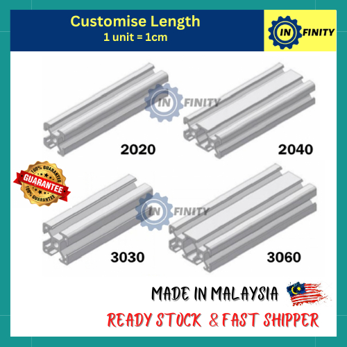[Customize Length] Aluminium Profile 2020 2040 3030 3060 For Standard | Shopee Singapore