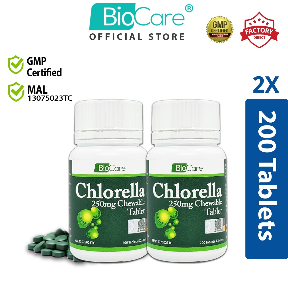 Biocare Chlorella Chewable Tablets (2 x 200's x 250mg) | Shopee Singapore