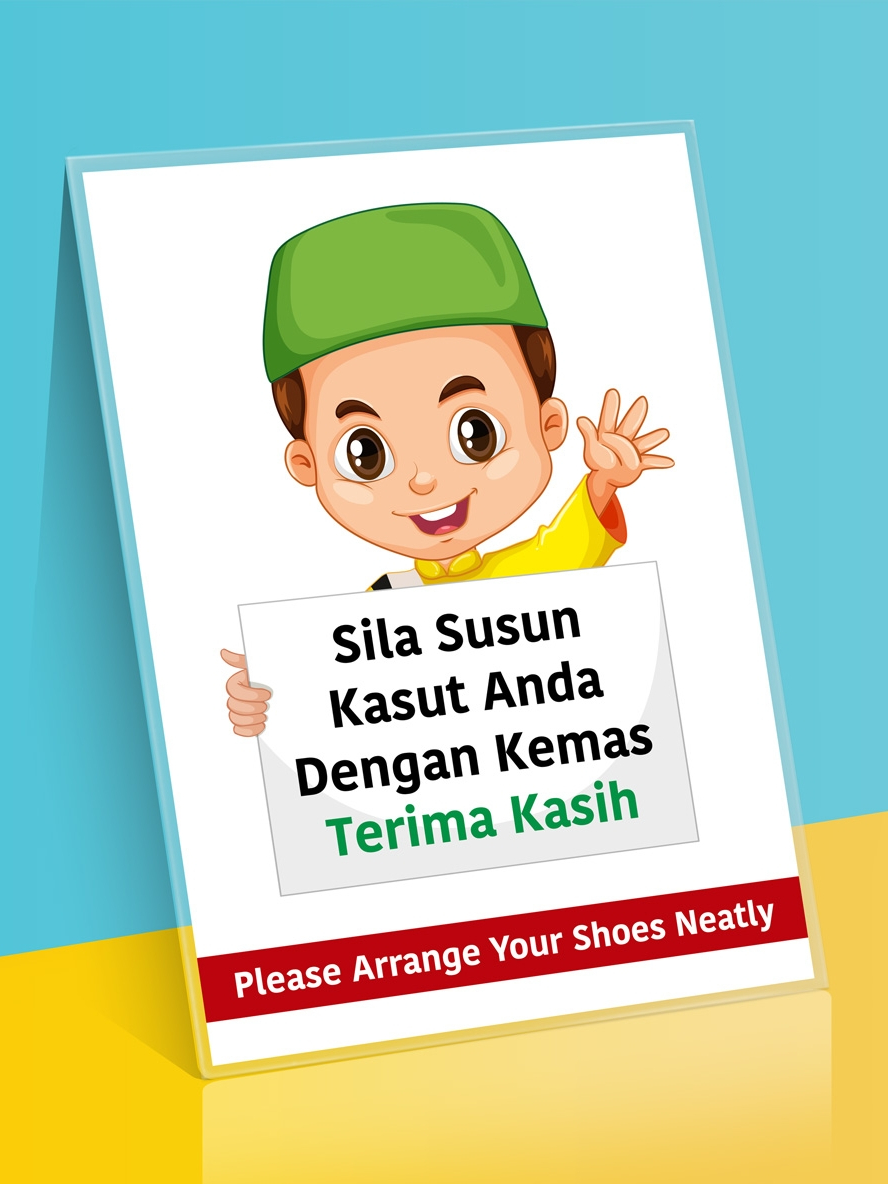[Laminated Poster] A4 Size Signage Sign Board Please Arrange Your Shoe ...
