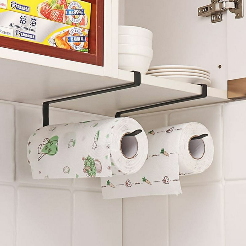 Tissue Roll Hanger Kitchen Cabinet Organizer Wipe Towel Paper Holder ...
