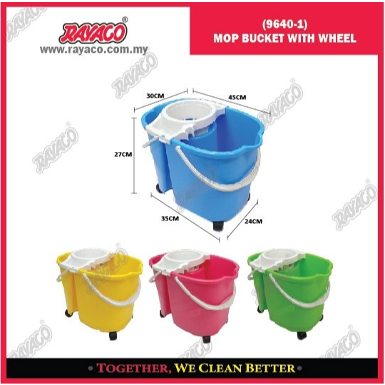 Rayaco Plastic Double Mop Bucket With Wheel 20Liter | Mop Pail With ...