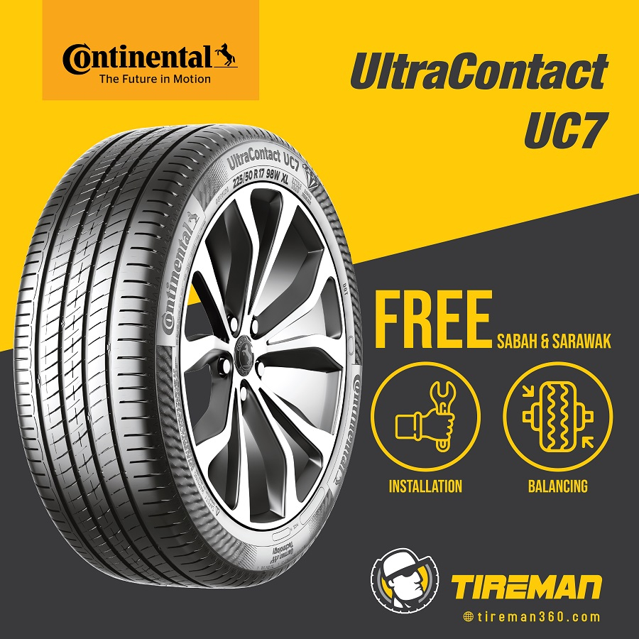 Continental Ultra Contact 7 UC7 15 16 17 18 Inch Tayar Tire (FREE ...