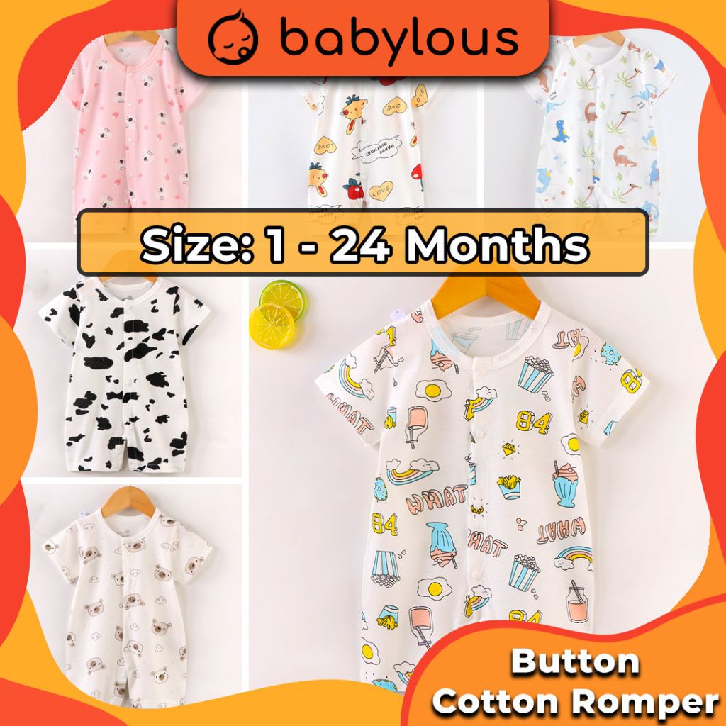 Baju Bayi Newborn Baby Clothing Cotton Romper Short Sleeve Button ...