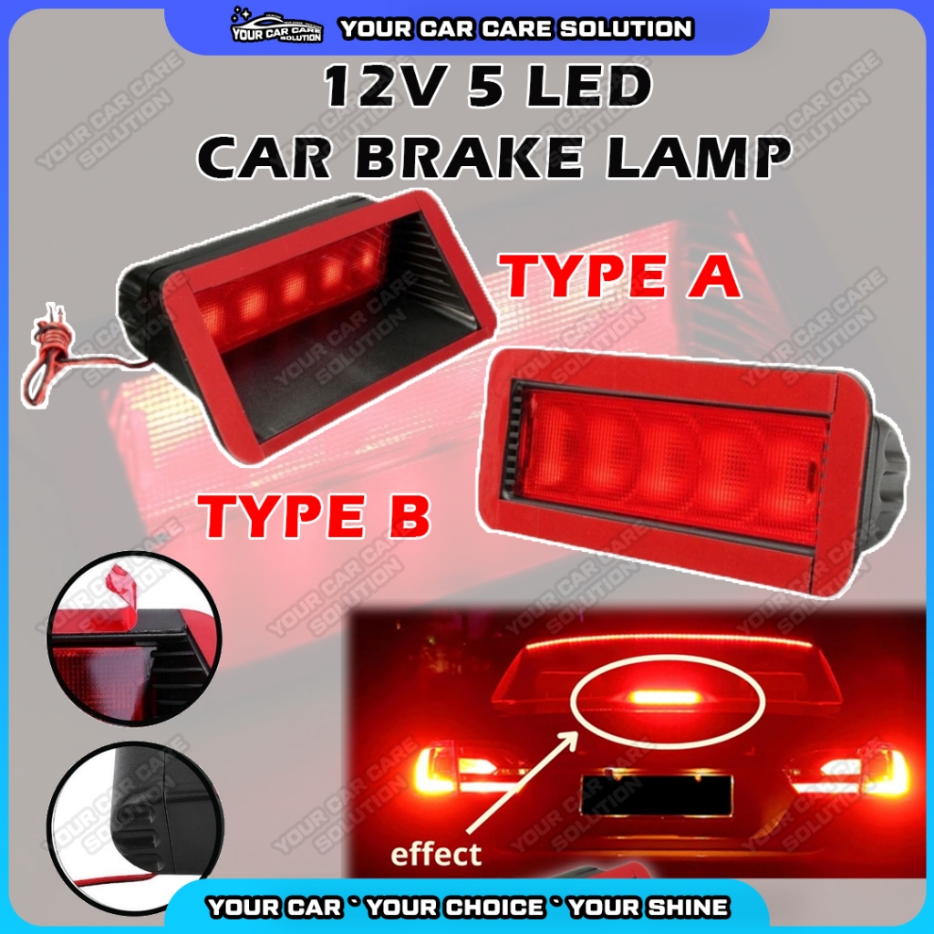5 LED DC 12V Rear Tail 3rd Brake Lamp Stop Light Fog Lamp Brake Light ...