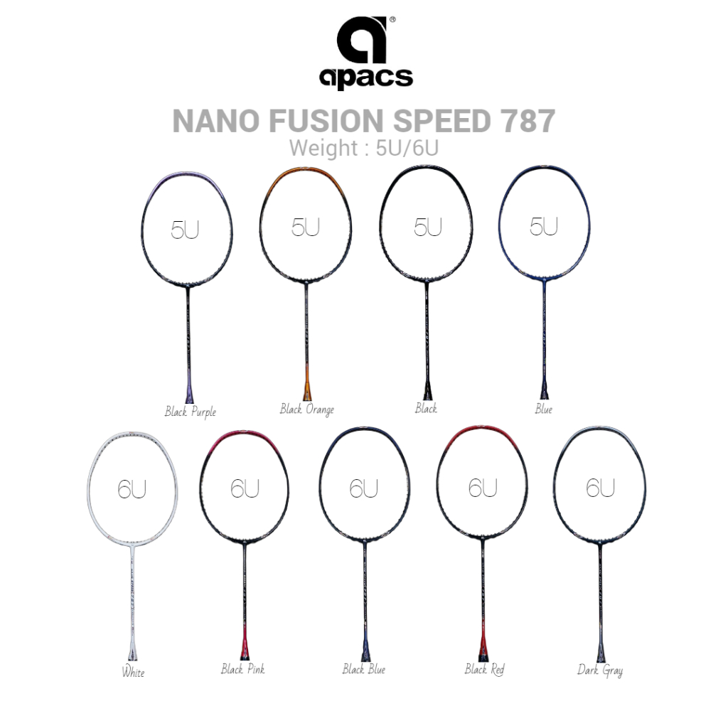 Apacs Badminton Racquet Nano Fusion Speed / Nano Fusion 787 - 5U/6U ...
