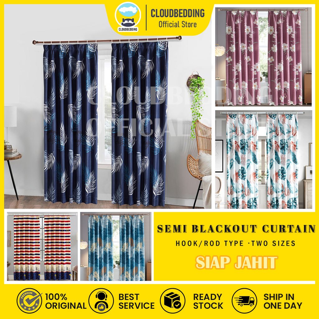 Premium Modern Langsir Curtain Semi Blackout Langsir Pintu Langsir ...
