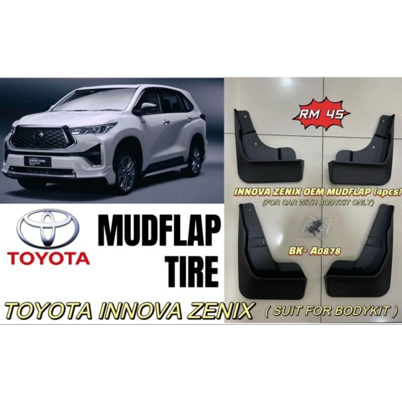 TOYOTA INNOVA ZENIX 2023 2024 MUDFLAP TIRE TYRE (MUDLAP MUDGUARD ...