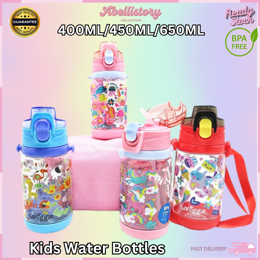 [ABELLISTORY] 400ML/450ML/650ML Sm Kids Water Bottle BPA Free with Straw Botol Air Kanak(Strap ...