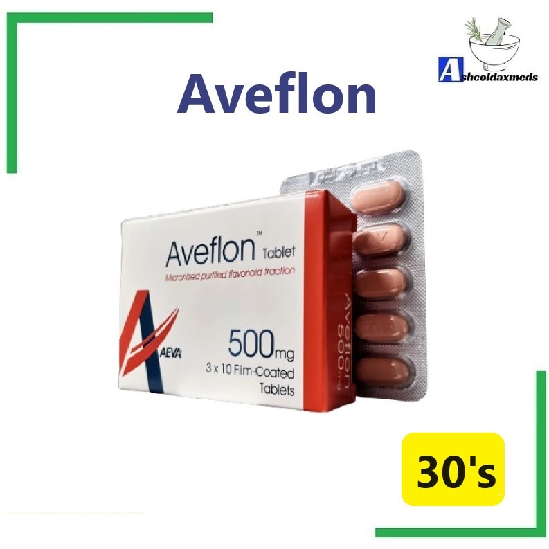 Aveflon Tablets Micronized Purified Flavonoid Fraction 500mg 30 Tablets ...