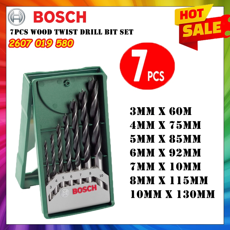 BOSCH ACCESSORIES SET 2607019580 X-LINE 7PCS WOOD TWIST DRILL BIT SET ...