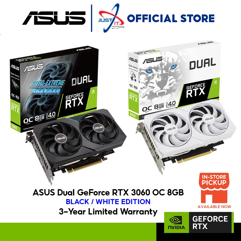 ASUS Dual RTX3060 OC V2 Graphics Card - White (8GB) DUAL-RTX3060-O8G ...