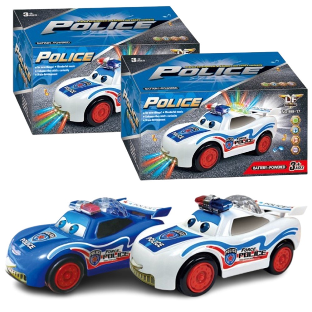 Police Car Cartoon Vehicle Kids Toy With Light - Play Fun Cop Battery ...