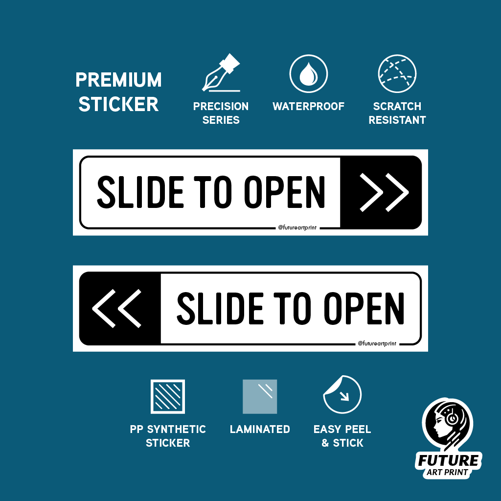 Slide To Open Door. Premium Sticker Sign Notice Label. Sliding Door ...