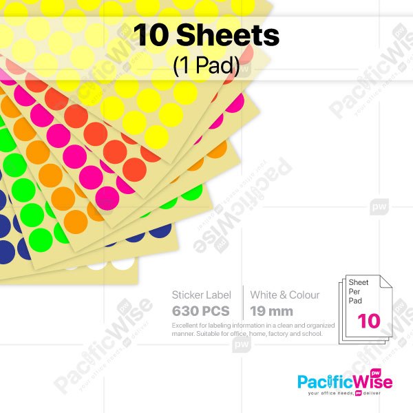 Round Sticker Label/Label Pelekat Bulat/Sticker Label/19mm (10 Sheets x ...