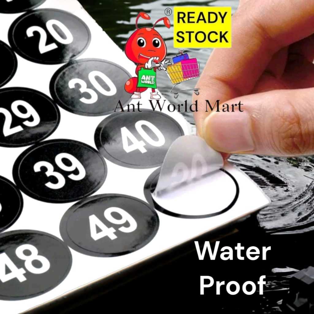 1-150(2.54cm)Waterproof Large Size Number Flow Sticker Stick Label ...