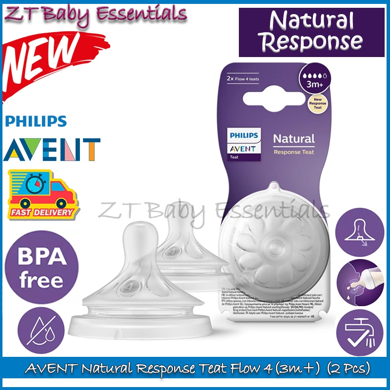 AVENT Natural Response Flow 4 Teat 3m+ Twin(2) Pack (Puting Botol Avent ...