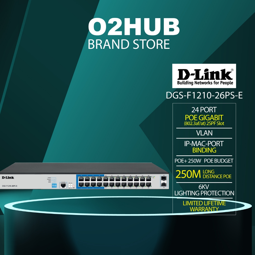 D-Link DGS-F1210-26PS-E Gigabit Smart Managed PoE+ Switches 24port PoE+ ...