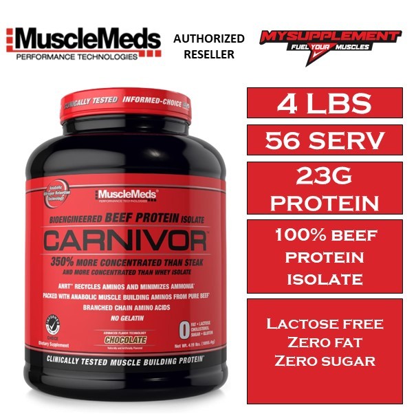 MuscleMeds Carnivor Beef Protein Isolate 4lbs Chocolate ( beef protein ...