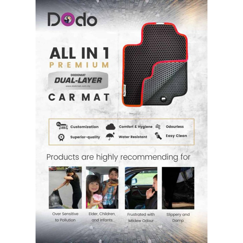 Dodo All In 1 Premium Anti - Slip Dual Layer Car Mat (Customized) | Shopee Singapore