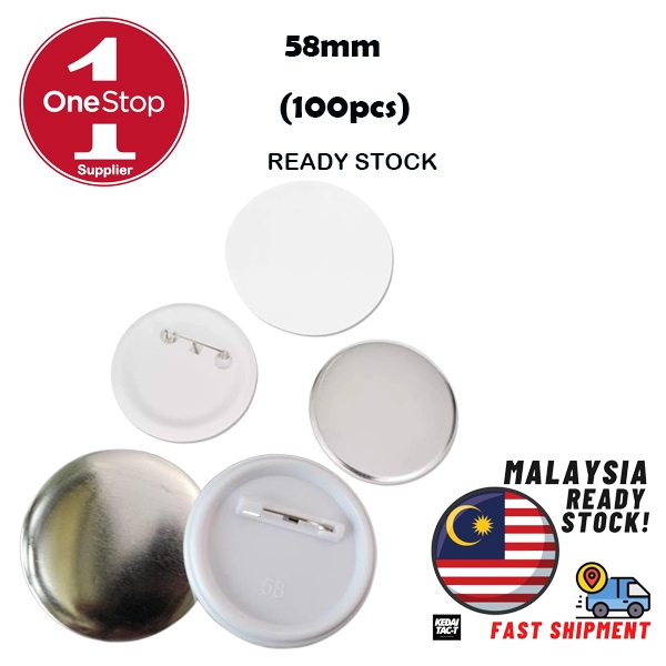 58MM BUTTON BADGE 100PCS (SAFETY PIN & NORMAL PIN (100PCS) | Shopee ...