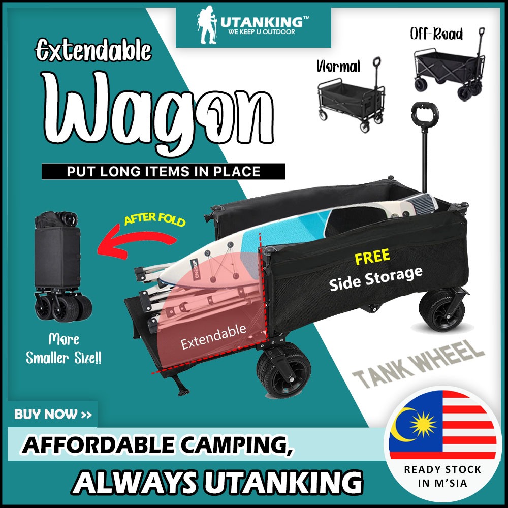 UtanKingTM Foldable Camping Wagon Big Wheel Trolley Shopping Cart ...