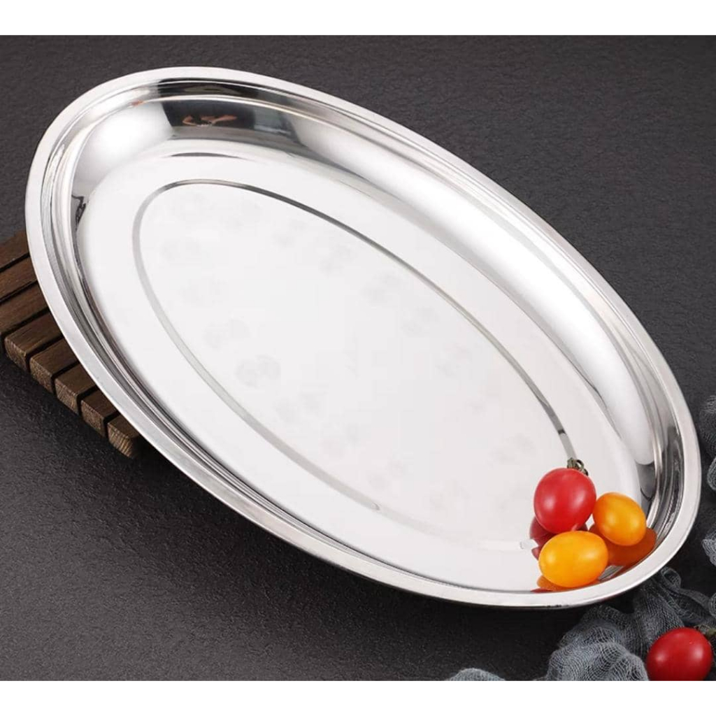 STAINLESS STEEL OVAL PLATE / FISH PLATE / PINGGAN IKAN / PINGAN BULAN ...