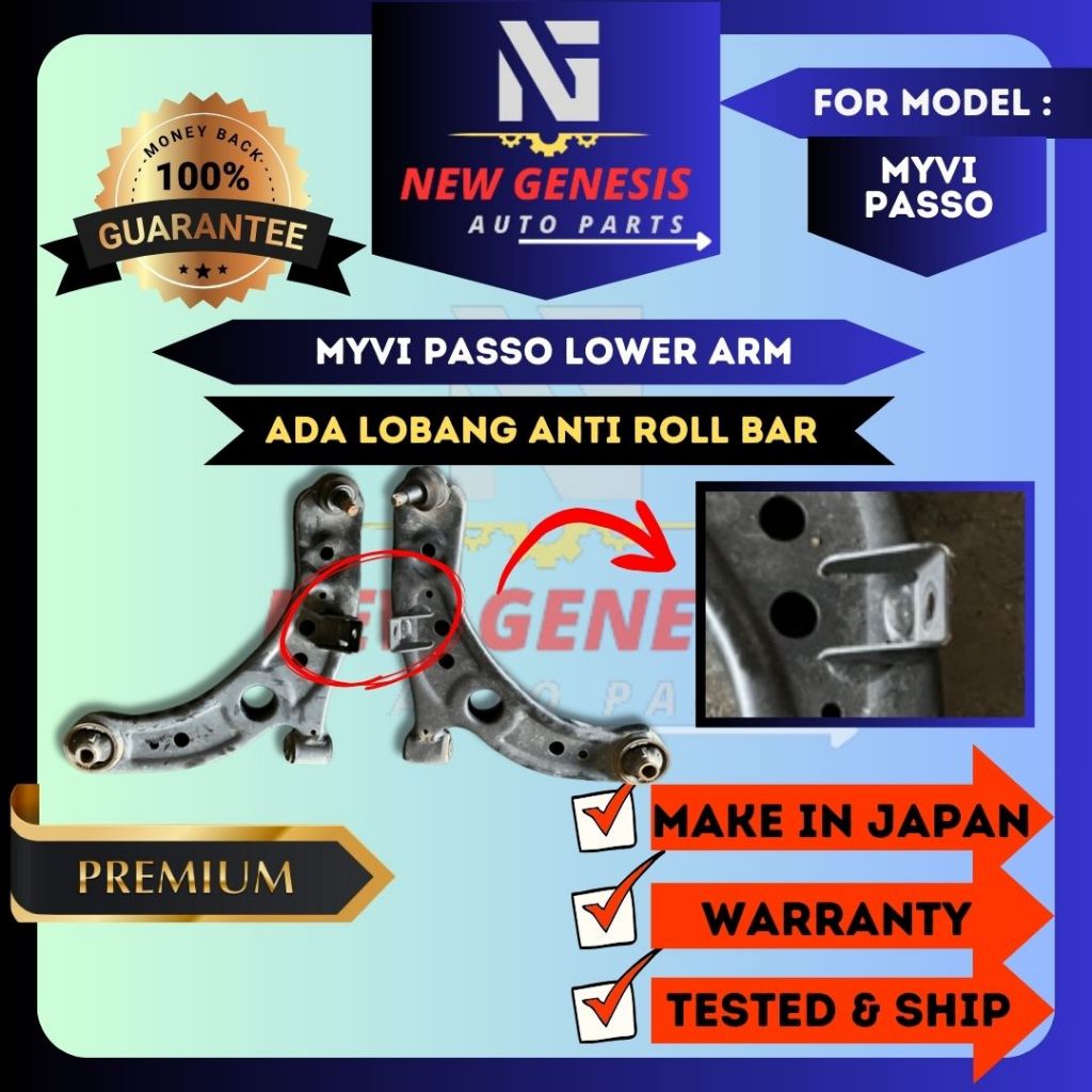 Perodua Myvi Lower Arm/Lowerarm Halfcut From Toyota BB/Passo | Shopee ...