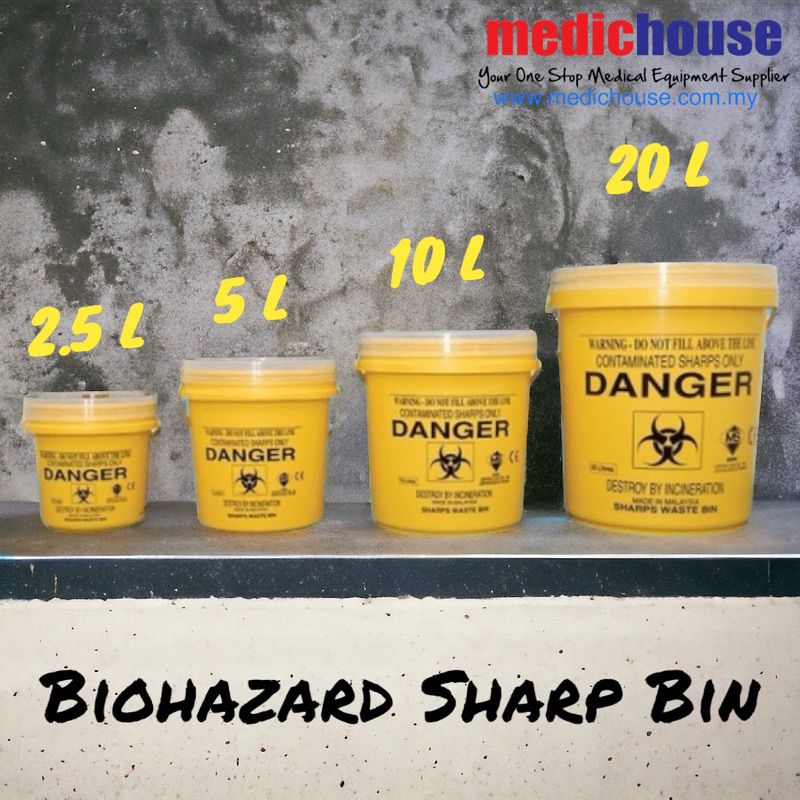 Medical biohazard sharps waste bins ( 2.5L 5L 10L 20L ) | Shopee Singapore