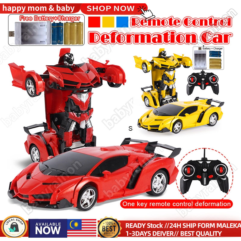 Remote Control 2 in 1 Sports Scale 1:18 Transformation Car Robot Models ...