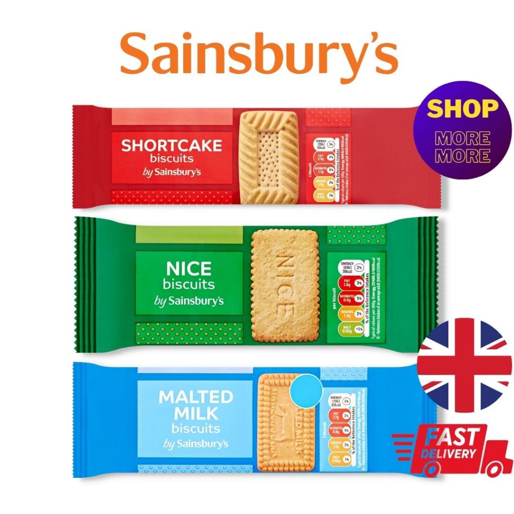 Sainsbury's UK Assorted Biscuits: Shortcake/ Nice/ Malted Milk 200G ...