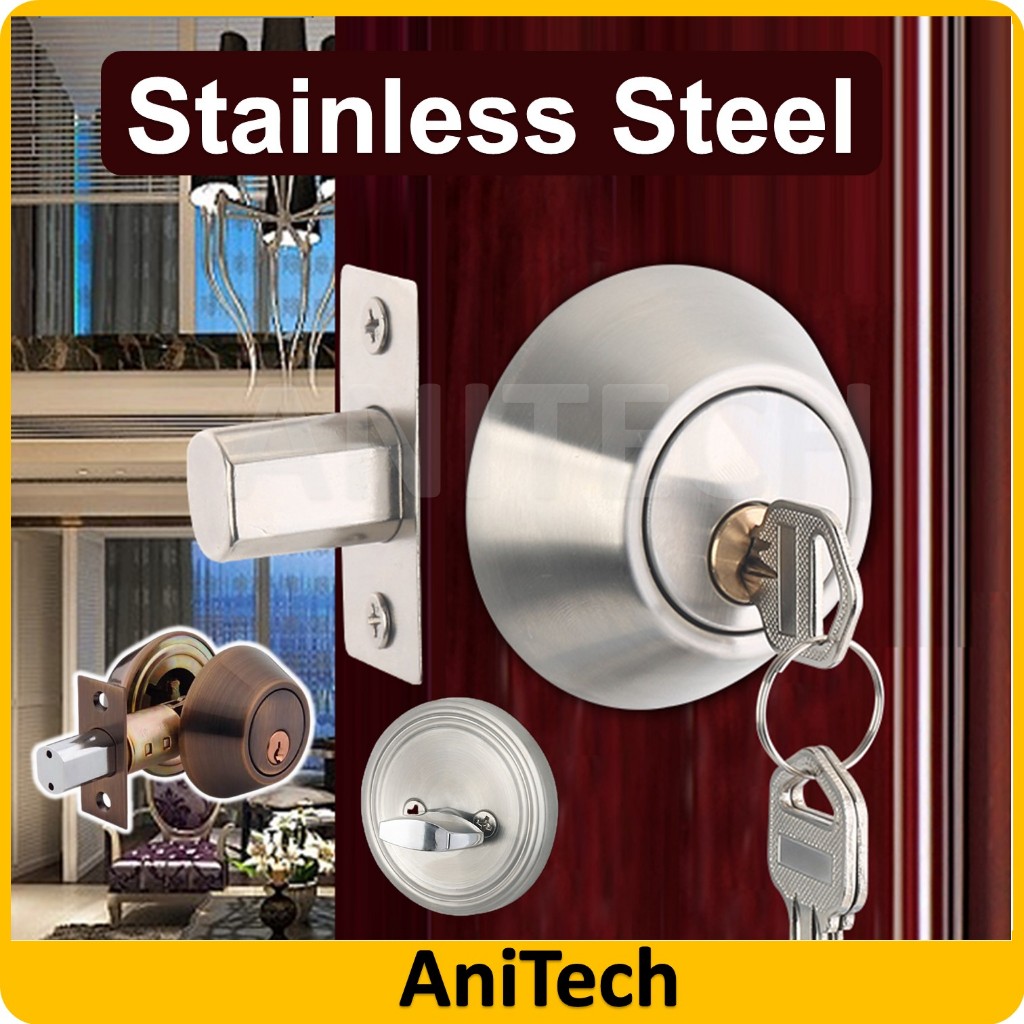 Single Cylinder Deadbolt Lock Door Security Thumb Turn Lockset Tombol ...