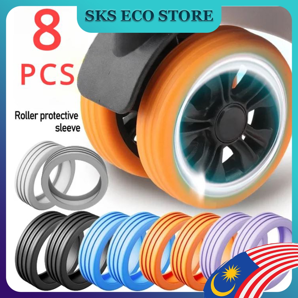 8pcs Silicone Luggage Cart Wheel Protection Cover Luggage Wheel ...
