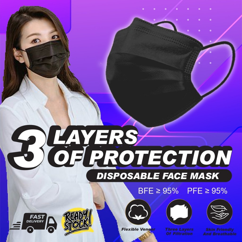 50pcs Non Medical Mask 3ply Disposable Face Mask Protective Mask Face ...