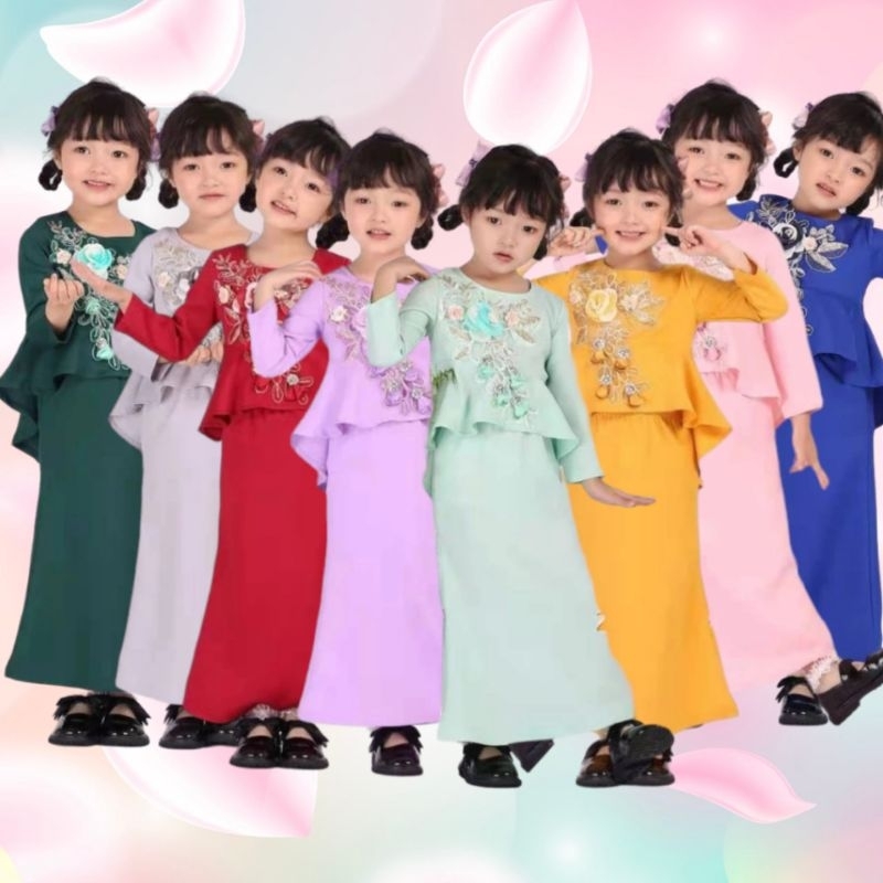[2Y-13Y] Mooda Kids 19048 Girl Kurung Raya Kids Set | Girls' Raya ...