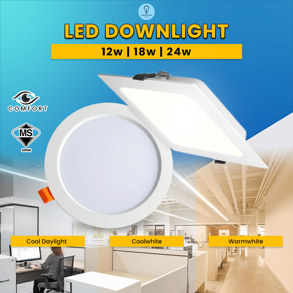 4"/12w 6"/18 LED Downlight Panel Light Lampu Led Siling LED Ceiling ...