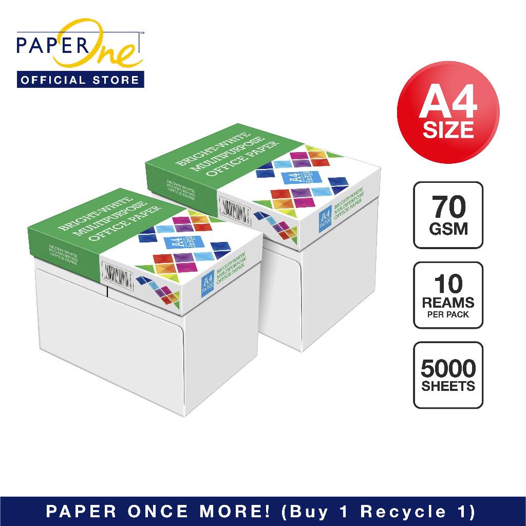 Bright-White A4 Multipurpose Office Paper 70gsm 5000 Sheets (10 Reams ...